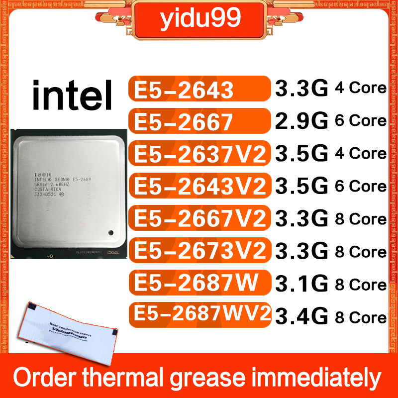 INTEL Xeon E5 2643 2667 E5 2637V2 2643V2 2667V2 2673V2 2687W V2 CPU versão oficial 2011 pino X79 ...