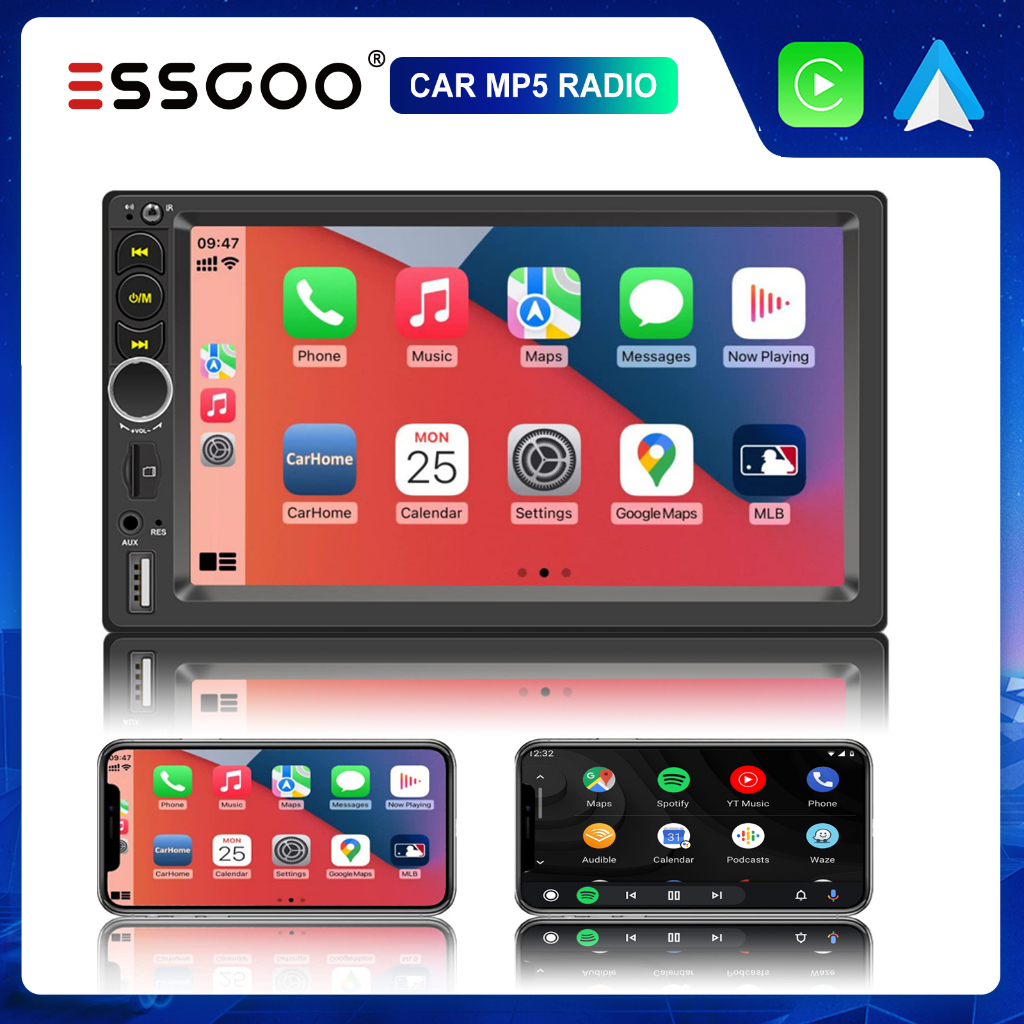Essgoo 7 " Inch Carplay Car Rádio Central De Mutilmídia MP5 Player Com Bluetooth FM Automotivo ...