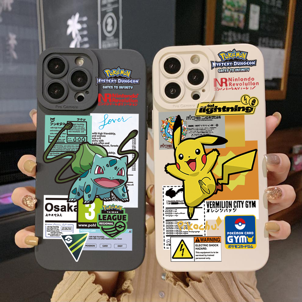 Para Xiaomi Redmi Nota 12 12S 4G Pro 5G 9S 9A 12C Capa Protetora Pikachu Square Edge Feliz Len ...