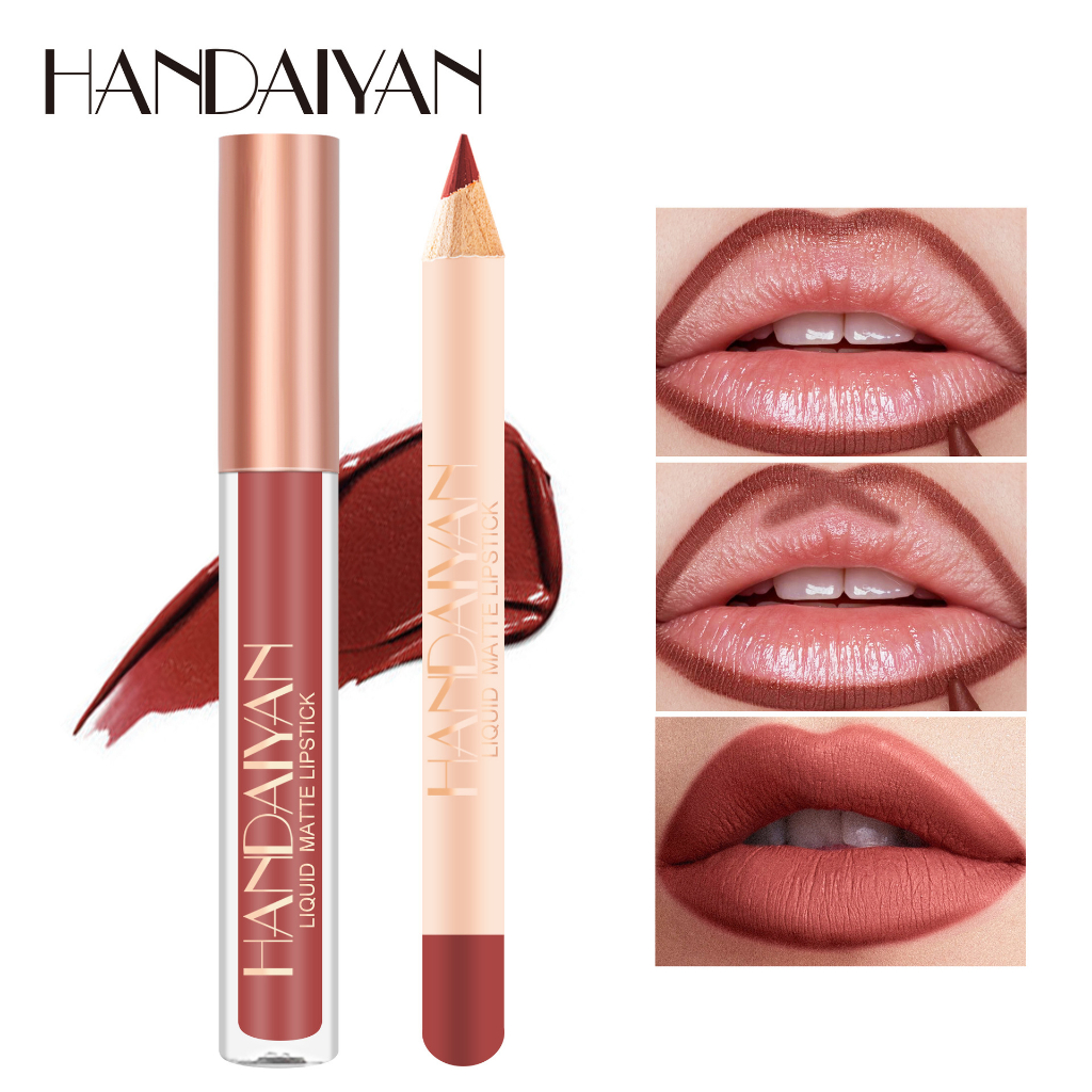 HANDAIYAN 12 Cores Matte Lip Liner + Batom Conjunto Combinado Beleza ...