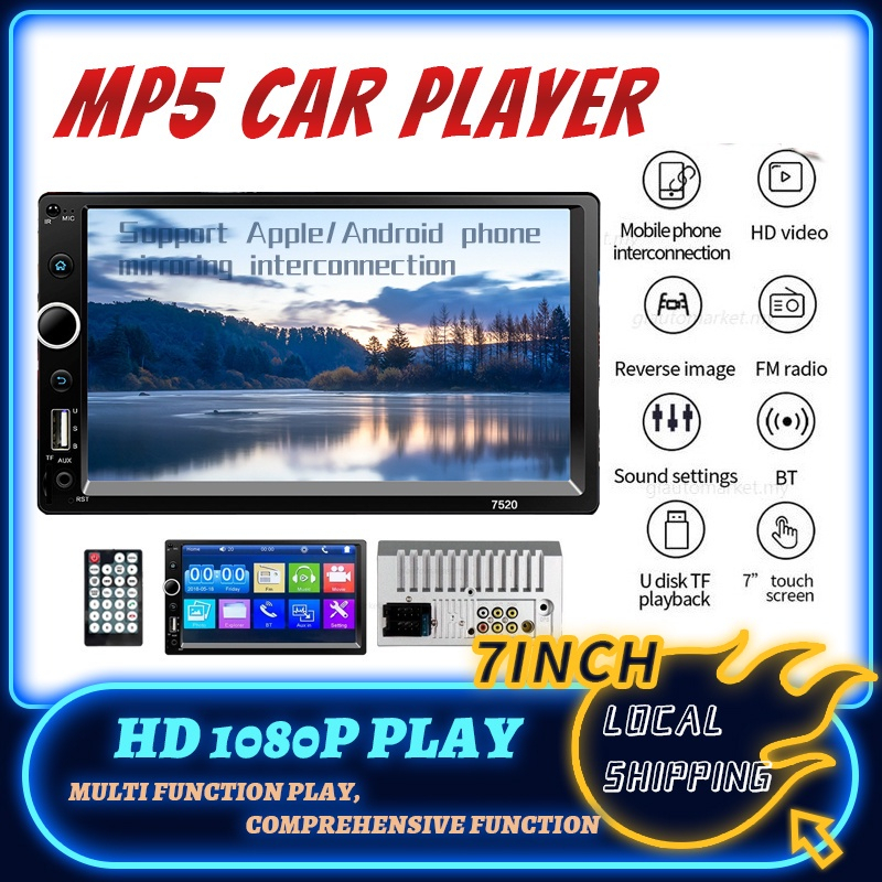 Car MP5 Player 7 Inch Touch Screen Auto Radio Kereta FM MP5 Player GPS ...