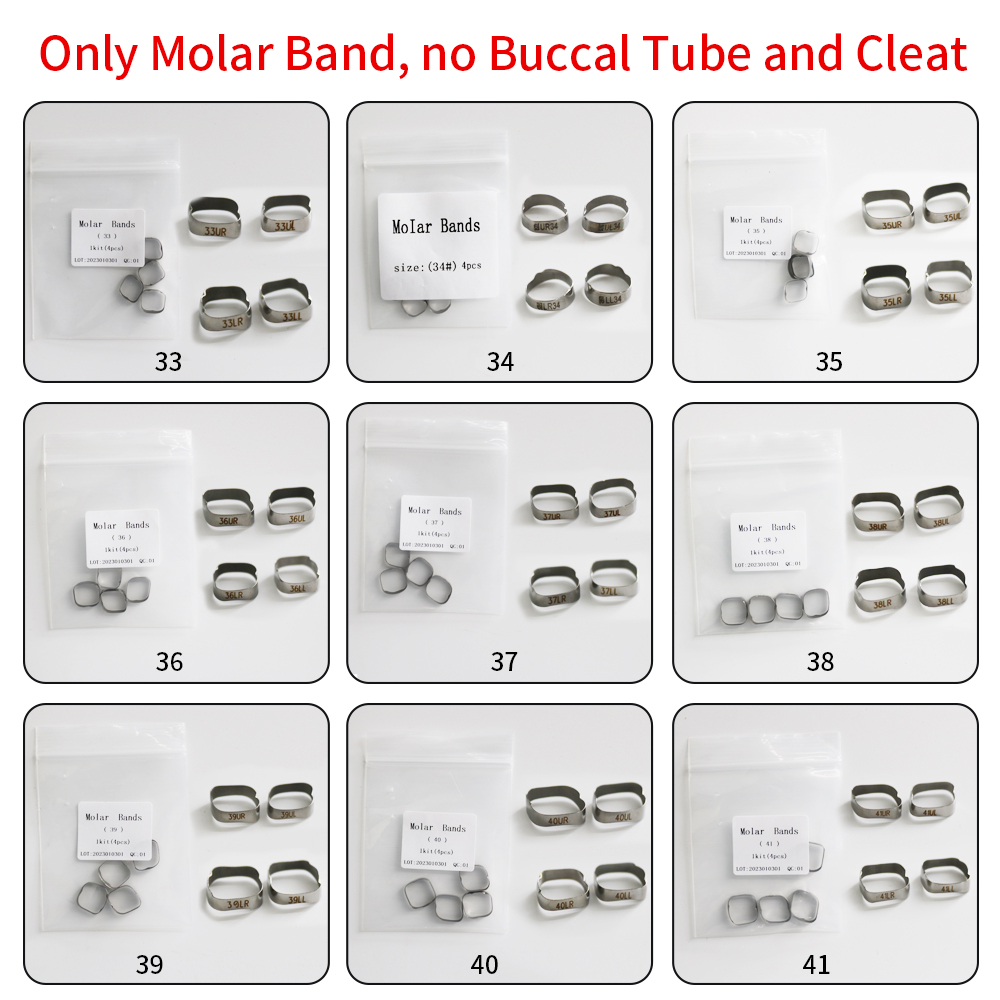 4 Pcs/Pack Dental Orthodontic Molar Band Sem Tubo Bucal Limpeza Molar ...