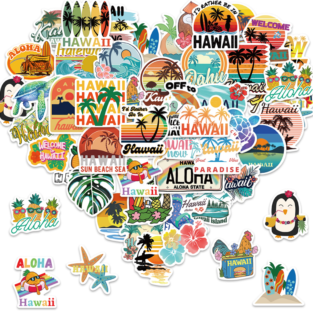 50pcs Havaí Surf Tropical Beach Stickers Cartoon Graffiti Skateboard ...