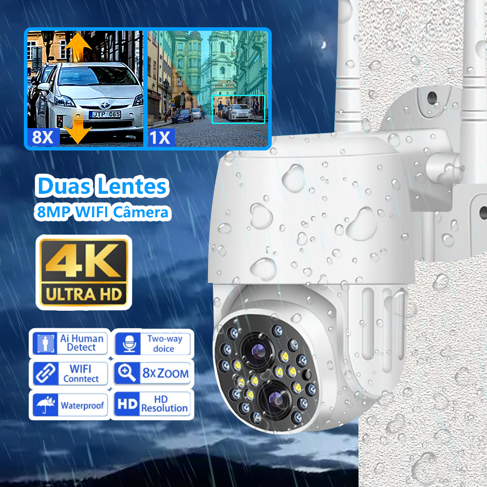 Câmera IP 2NLF 8MP 4K Com zoom De 15x Visão Noturna Colorida WiFi ...