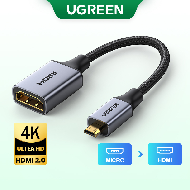 Adaptador UGREEN Micro HDMI Para 4K/60Hz 3D GoPro Hero 7 Raspberry Pi 4 ...