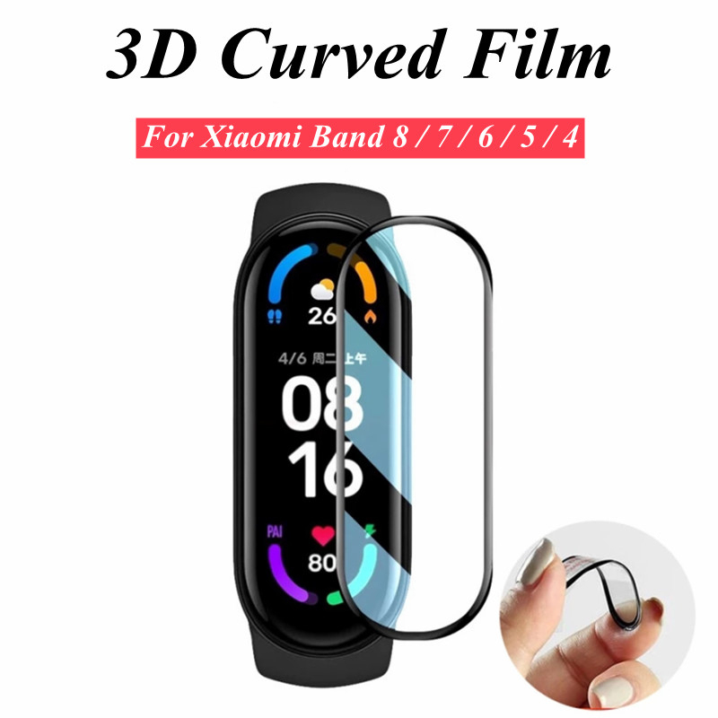 Filme Curvo 3D Para Xiaomi Mi Band 8 7 6 5 4 Protetor De Tela Macio De Cobertura Total ...