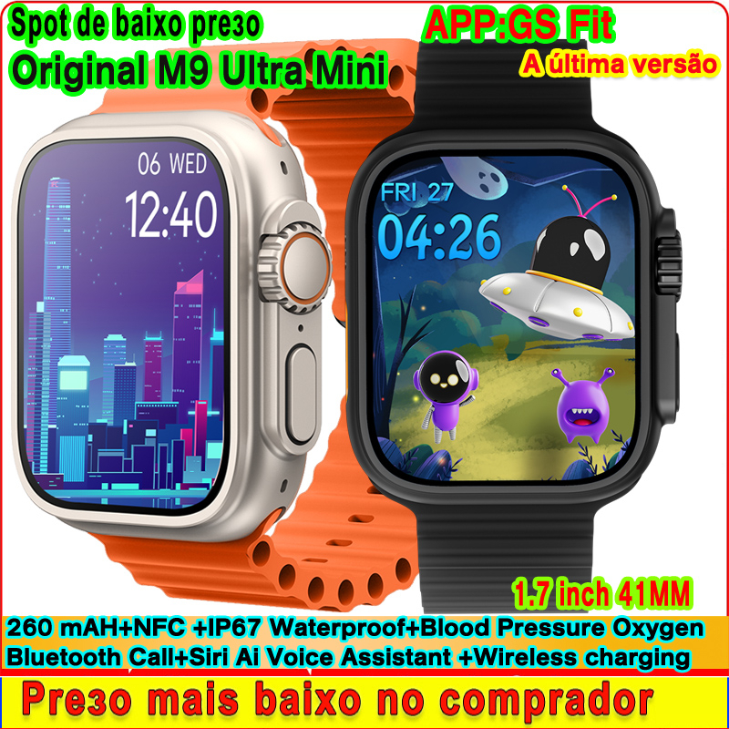 Relógio Original M9 Ultra Mini Inteligente 41mm NFC 1.7 Polegadas Série ...
