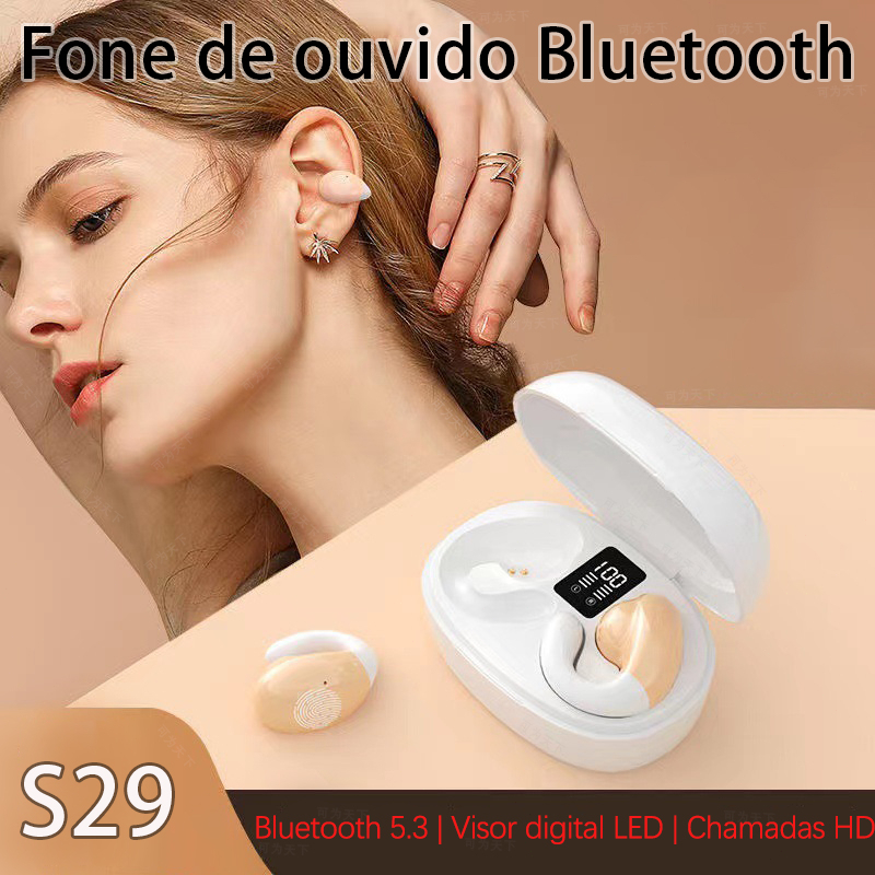 Fone De Ouvido Bluetooth Original S29 Air Pro Com Visor LED Microfone Fones Estéreo Hifi ...