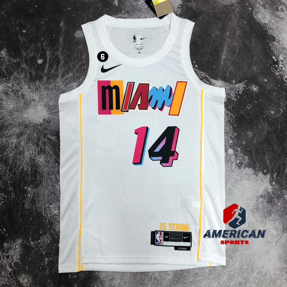 Homens Camisa 2023NBA Miami Heat 14 Tyler Herro 2023 Basquetebol Branco ...