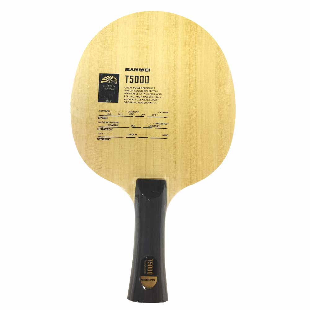 Original SANWEI T5000 Carbon Table Tennis Racket Blade (5 + 2) + RXTON 1 Rubber (Black + Red ...