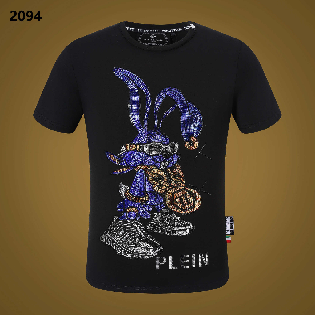 Phillip Plein Men PP designer Rabbit Camiseta Diamante Manga Curta ...
