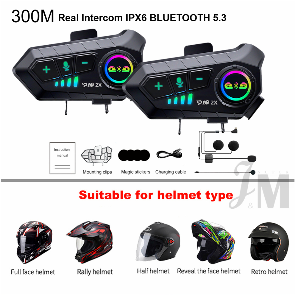 Intercomunicador De Capacete 2.4GHz Bluetooth 5.3 IP67 Intercomunicador ...