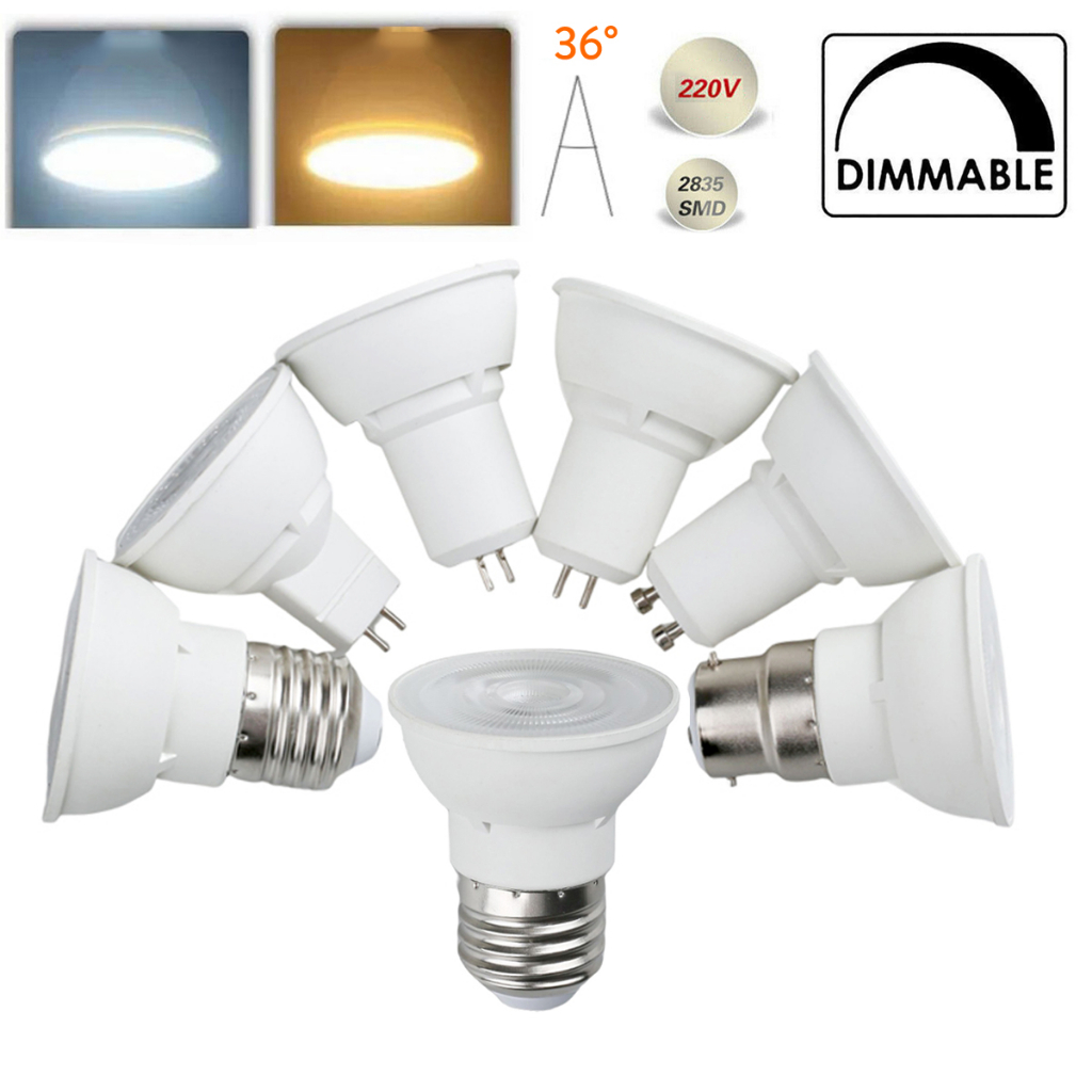 7W Lâmpadas Refletoras LED Reguláveis GU10 MR16 220V 36 Graus E27 B22 ...