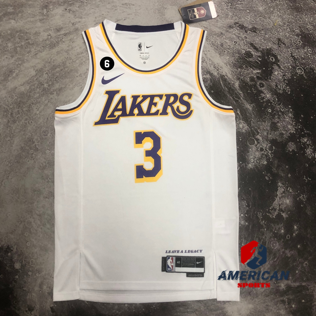 Homens Camisa 2023nba Los Angeles Lakers 3 Anthony Davis Branco De ...
