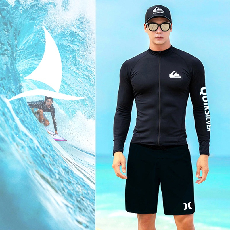 Roupa De Mergulho Masculina Terno Superior Preto E Branco surf Natação ...