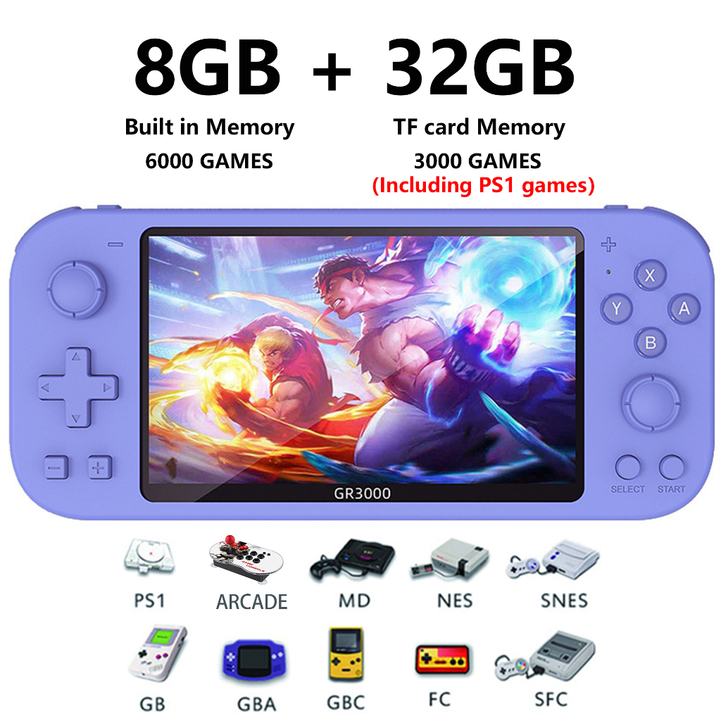 Console Arcade Clássico Portátil GR3000 5.1 Polegadas Tela GBA Duplo ...