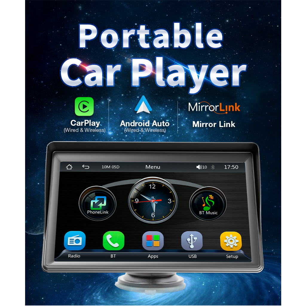 Monitor Sem Fio Car MP5 Player Portátil Para Carro Android Auto 7 Polegadas Tela Sensível Ao ...