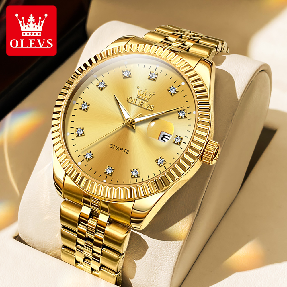 OLEVS 5526 relogio masculino dourado a prova d água original luxo Acero ...