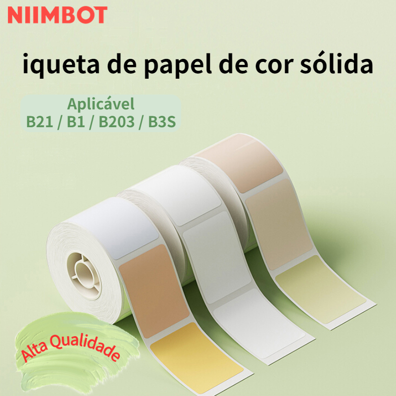 NIIMBOT B21/B3S/B203/B1 Etiquetas de impressão de papel adesivo térmico de cor sólida à prova d ...