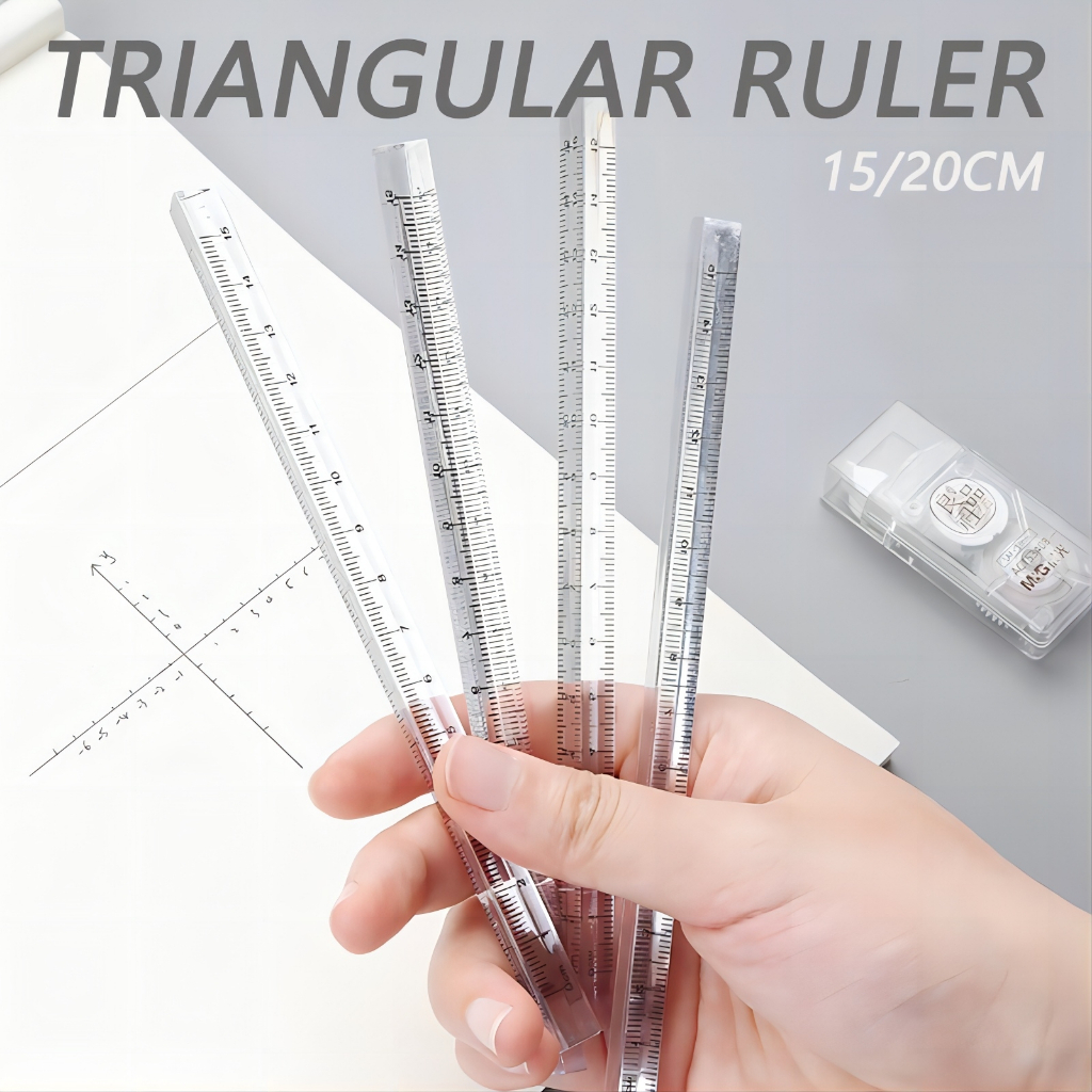 Régua Transparente Simples Régua Triangular de 20cm Régua Triangular de ...