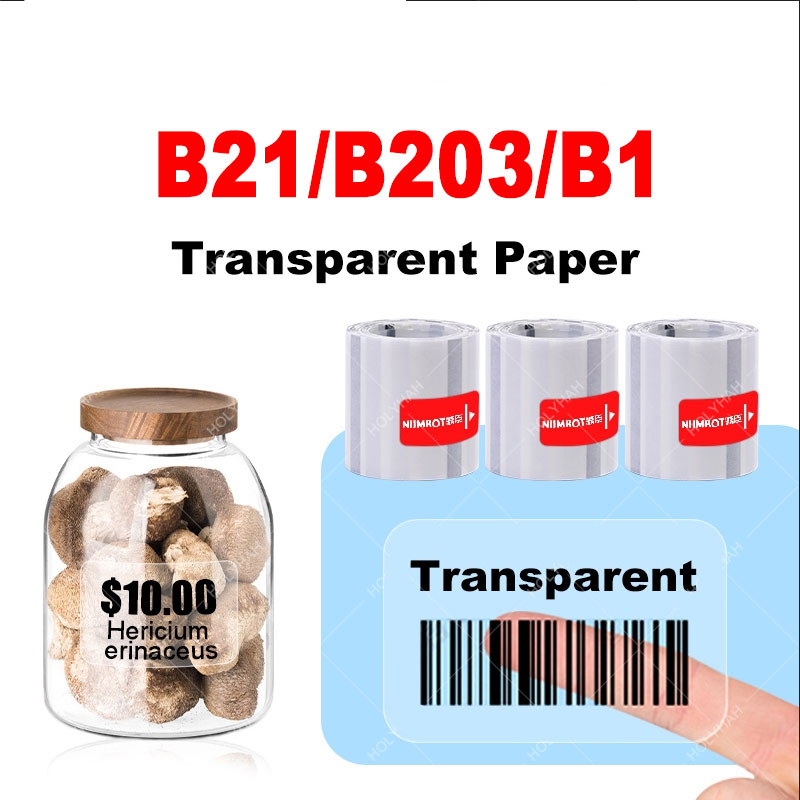 NIIMBOT B21/B203/B3S/B1 Papel Autocolante De Fita Adesiva Transparente Para Mini Máquina ...