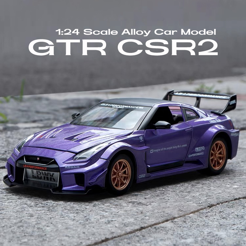1 : 24 Escala Nissan GTR CSR2 Alloy Car Modelo Carro De Liga Leve ...