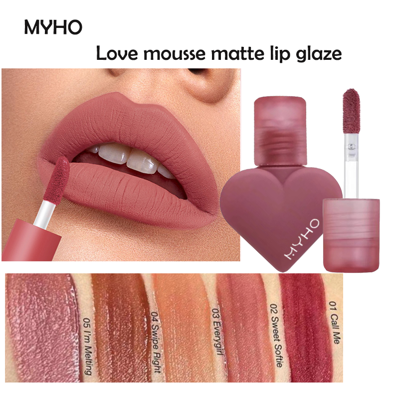 MYHO Heart lipstick Batom Líquido Mate nude | Shopee Brasil
