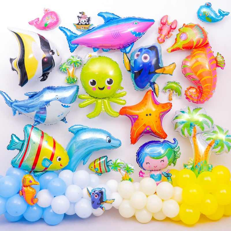 Mini Ocean Series Tema Dolphin Sea Horse Fish Aluminum Foil Balloon ...