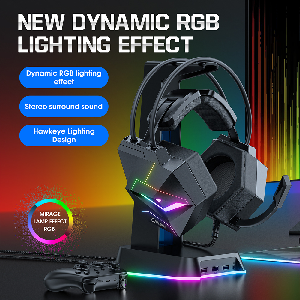 Onikuma X20 RGB 7.1 Fone De Ouvido Para Jogos Com Som Surround Demon ...