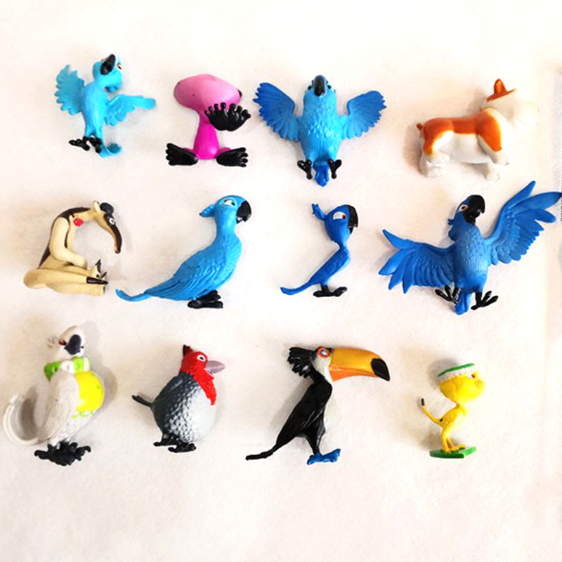 12pcs Rio Figuras Filmes Miniatura Blu Jewel scarlet macaw Mini Animal ...