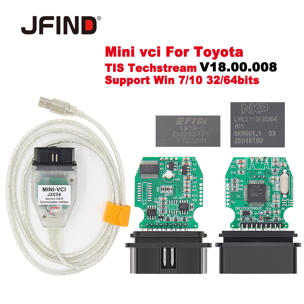 MINI VCI Para Toyota TIS Techstream V18.00.008 minivci FTDI J2534 Auto ...