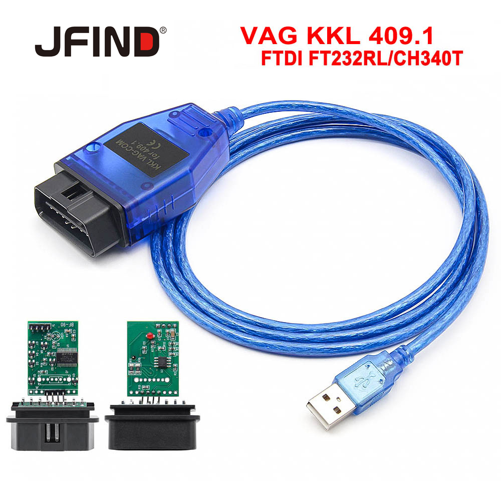 VAG 409.1 KKL Com FTDI FT232RL/CH340T Para 409 OBD OBD2 Cabo De Interface De Diagnóstico ...