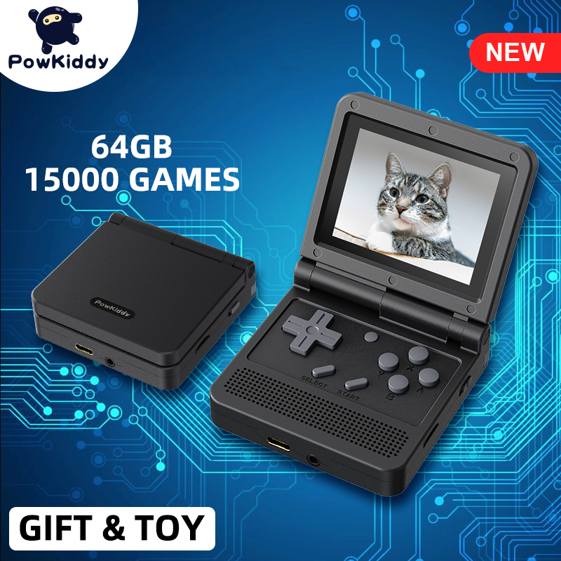 Powkkiddy v90 Black Version 3-Inch IPS Screen Flip Handheld Console ...
