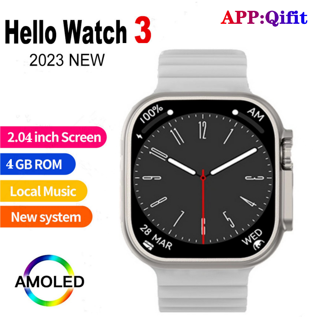 Hello Watch 3 Smart Watch Ultra Series 8 49mm Compass 4GB ROM Heart ...