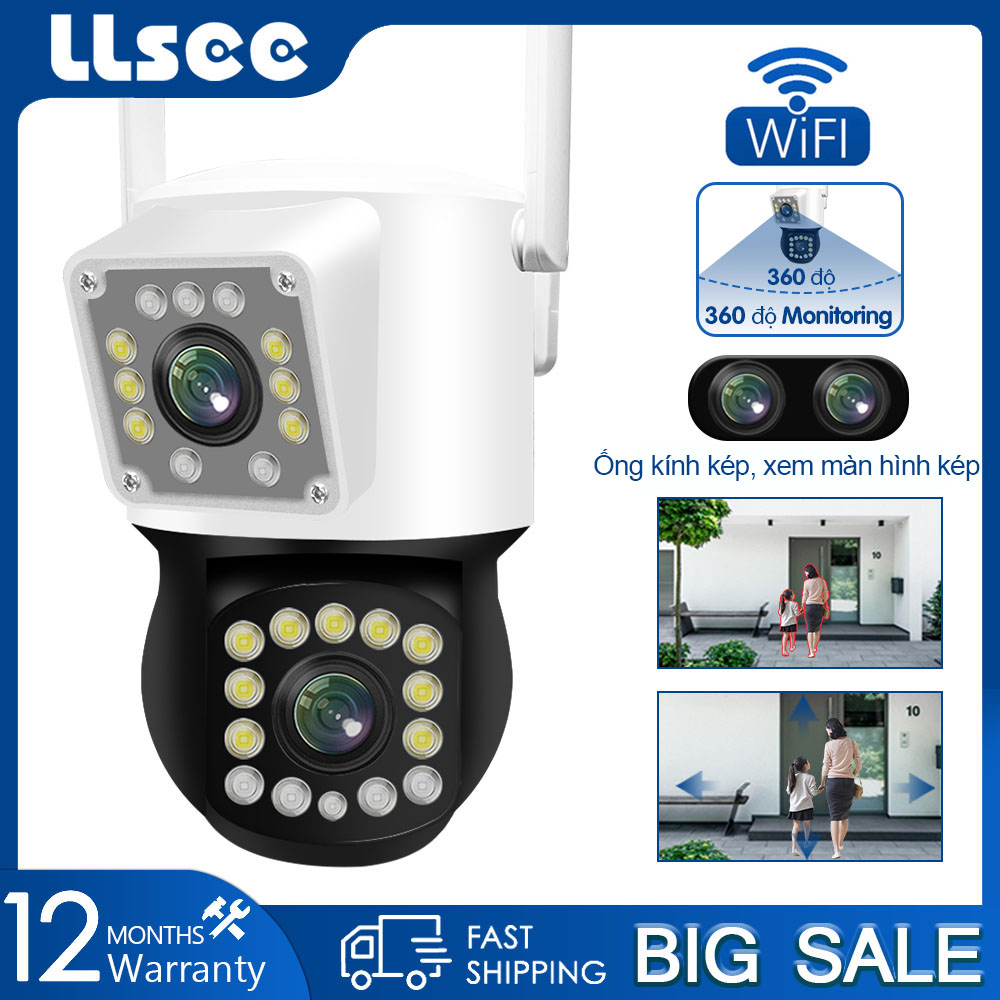 LLSEE V360 WIFI 4K 8MP Câmera CCTV IP66 À Prova D'água AI Rastreamento ...