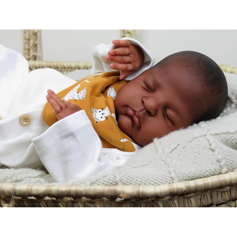 Reborn 47CM Bonecas Renascidas Baby Dolls Remi African Black Recém ...