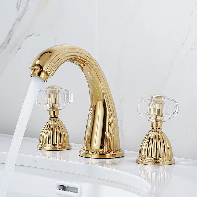 Torneira De Banheiro Banheira Misturadora Com Pegas Duplas Gold Sink