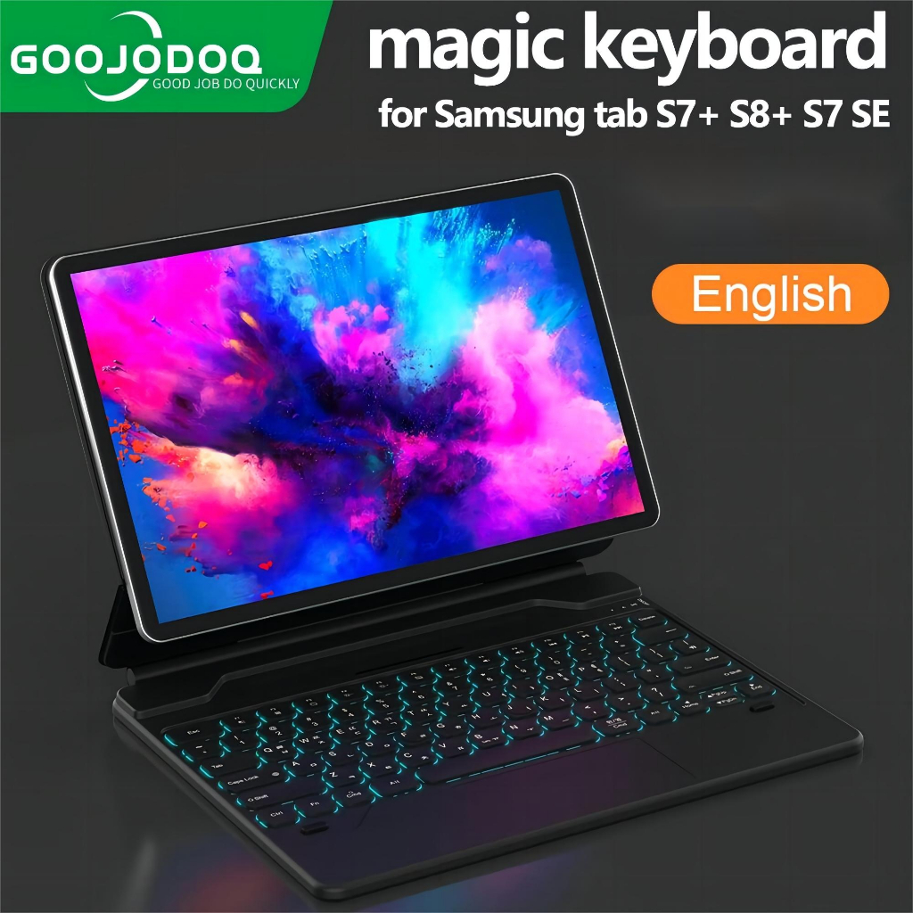 GOOJODOQ Estojo Mágico Para Teclado Samsung Galaxy Tab S8 +/S8 Plus/S7 FE Retroiluminado Multi ...