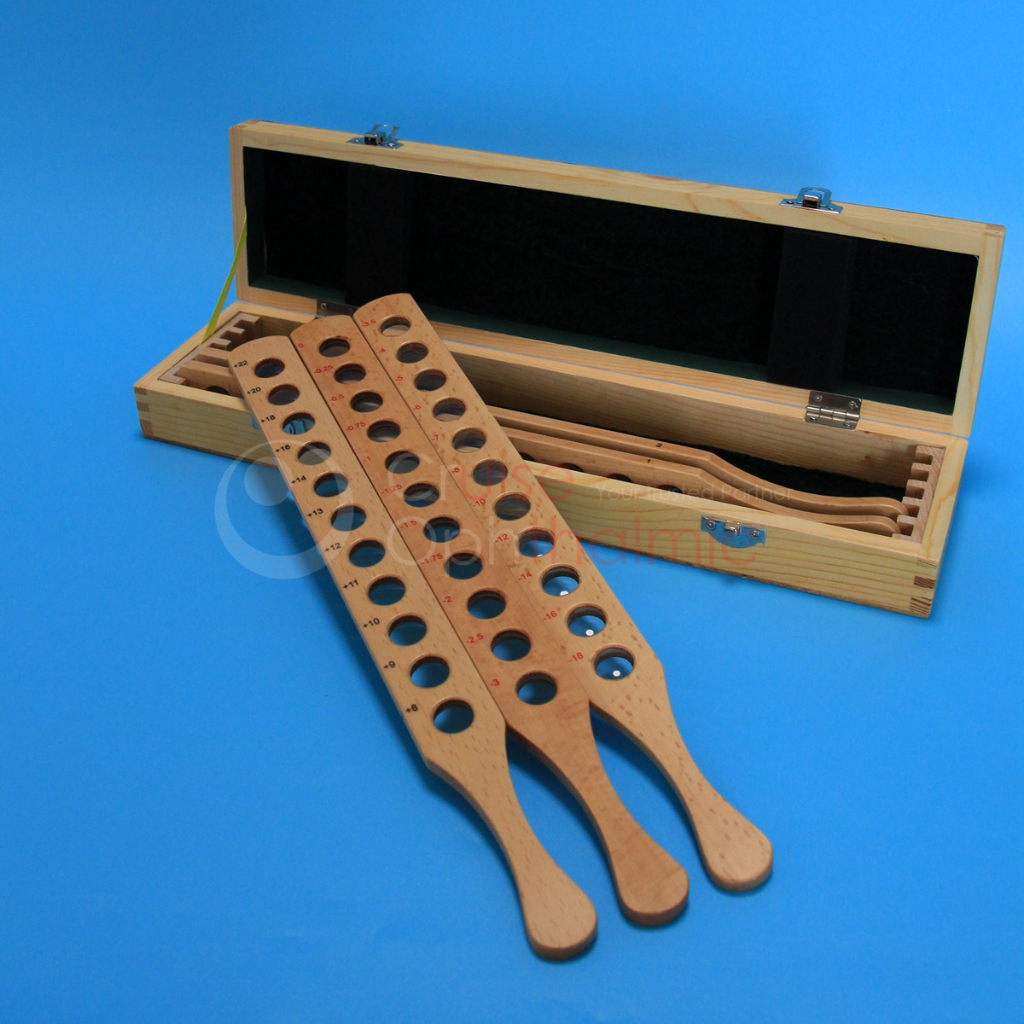 Conjunto De 28 Lentes De Madeira Com Cabo Retinoscopy Rack 5 Linha 55 ...