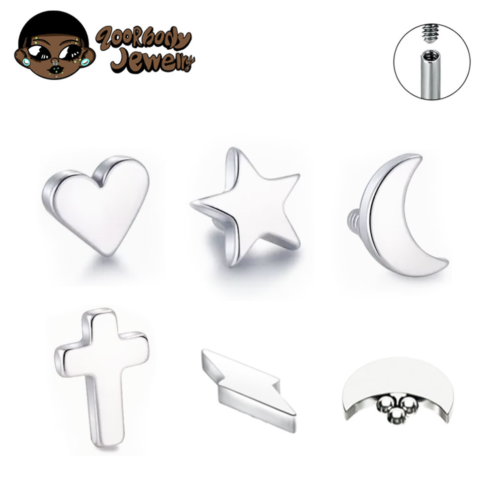 10Pcs F136 Titanium Star Moon Micro Dermal Anchor Piercing Top Skin ...