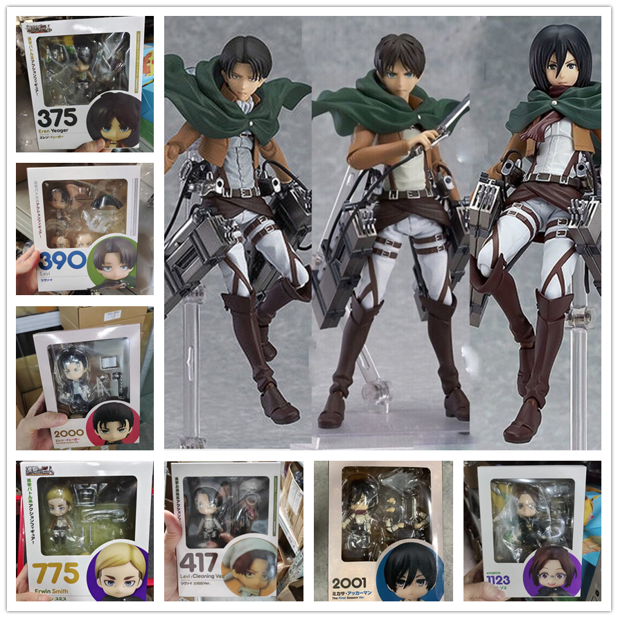 Figma Attack on Titan Nendoroid Ação Figura 213 Levi Ackerman 207 Eren ...