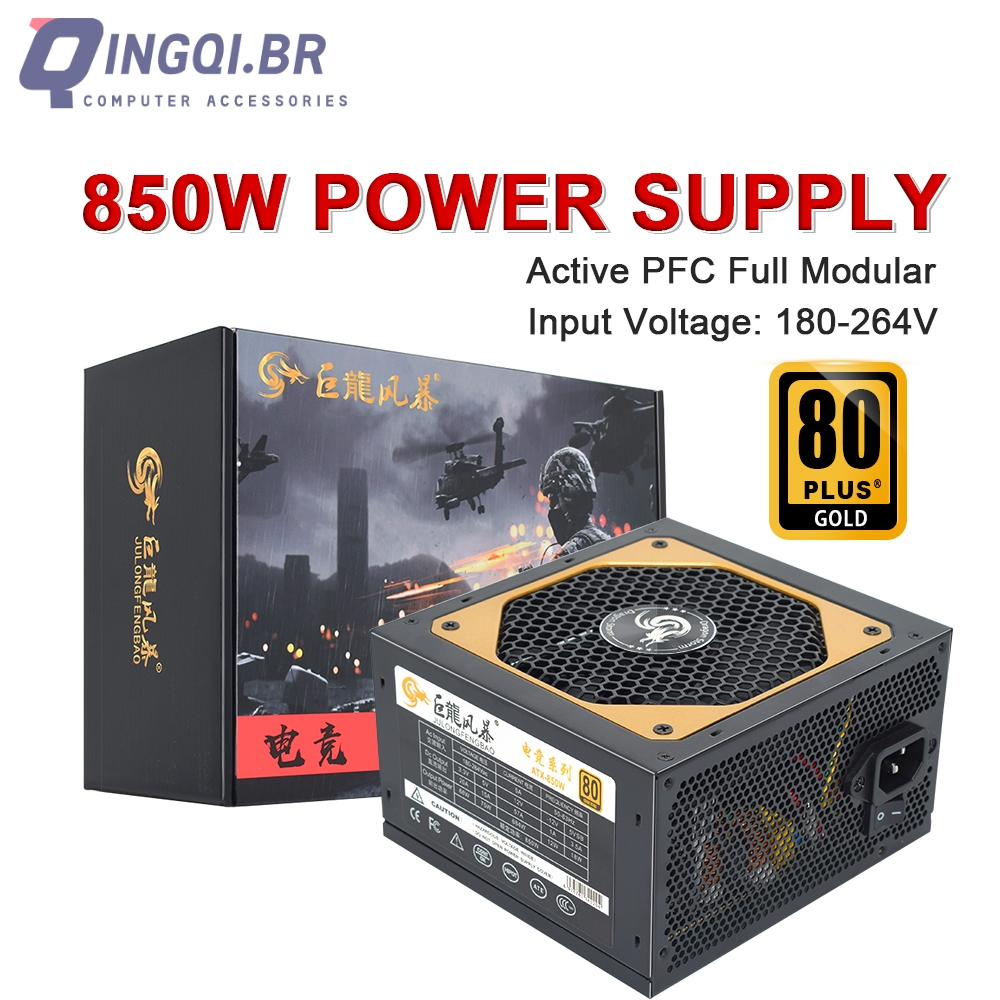 ATX 850W PSU 80Plus Gold 110-230V Modular Completo 20 + 4Pin 12V Fonte ...