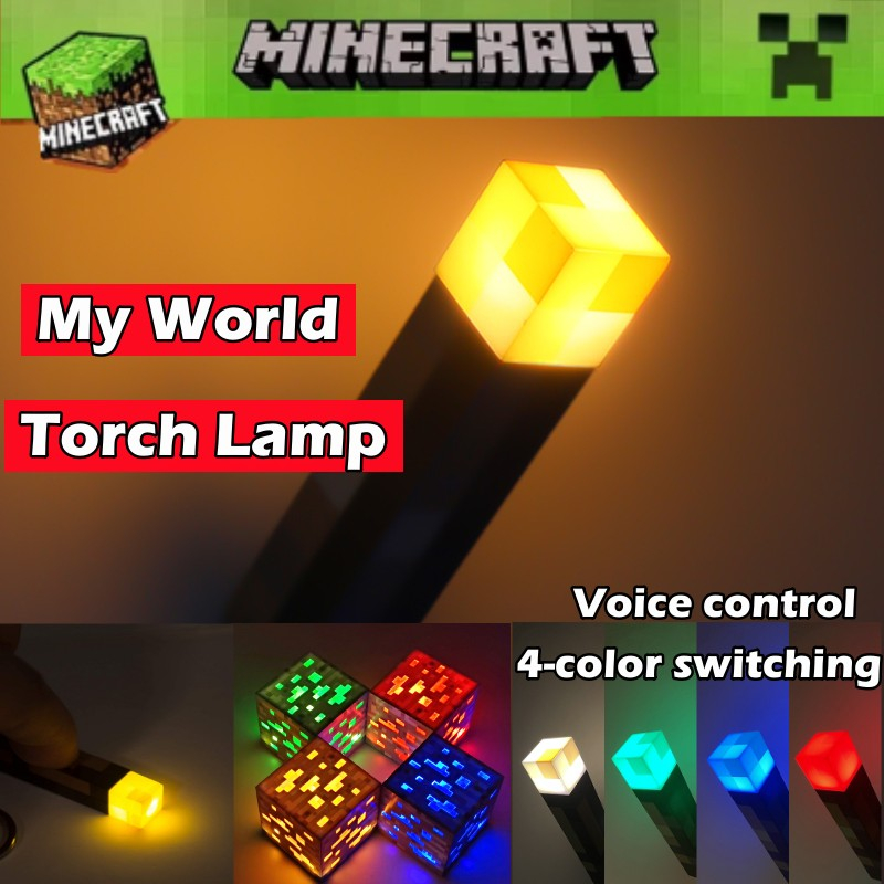 Meu Mundo Carregando Luz Nocturna Minecraft Tocha De Quatro Cores ...