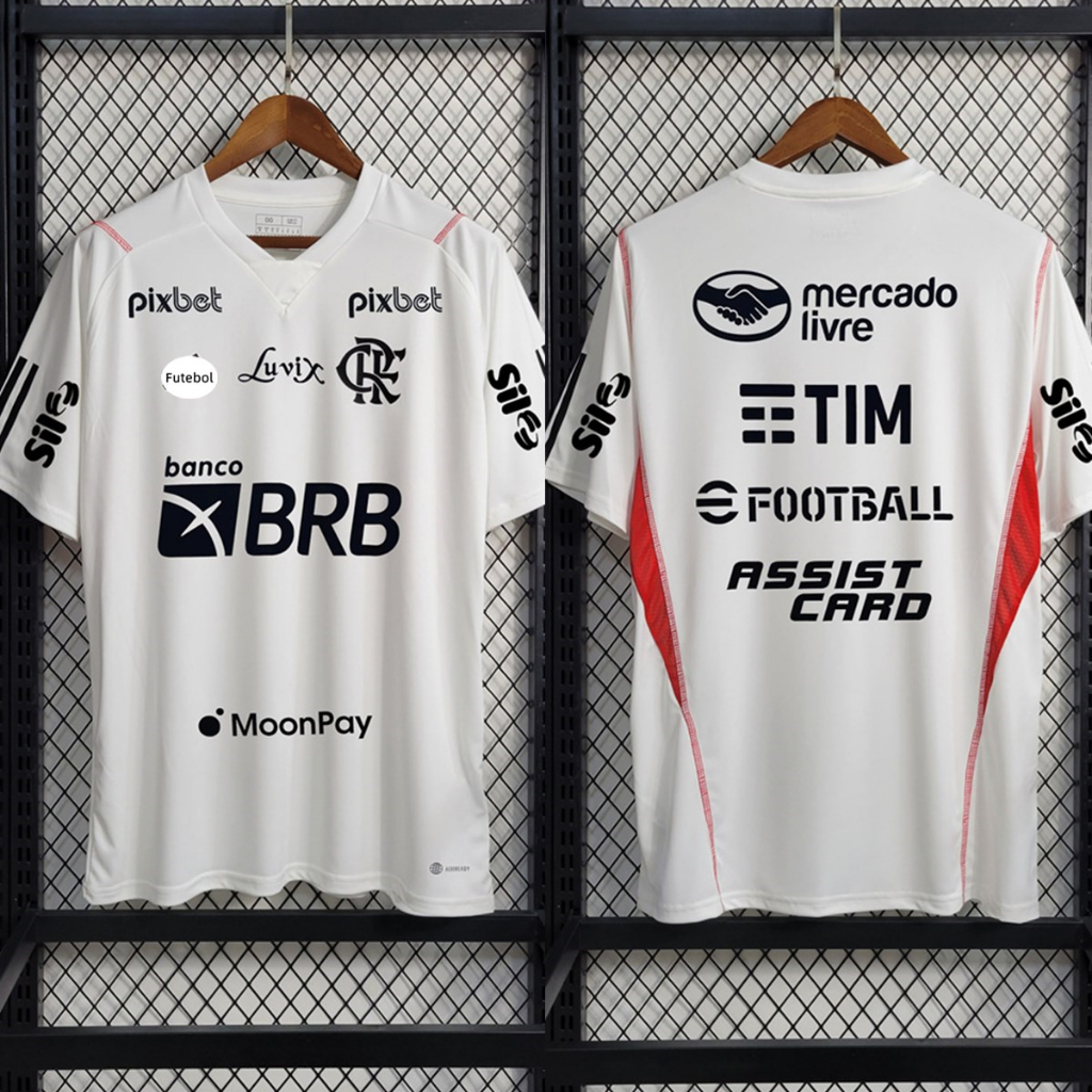 esportes de futebol Camisa de time 2023-2024 FLMG Camisa Branca de ...