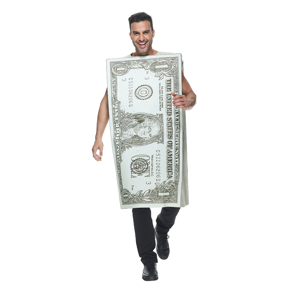 Roupa De Halloween Adulto De Um Dólar Men & Women Funny Paper Money ...