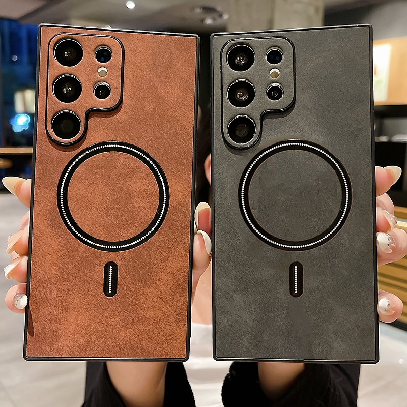 Estojo Magnético De Cortex Luxo Para Samsung Galaxy S21 S22 S23 Nota 20 Ultra FE Plus Magsafe ...