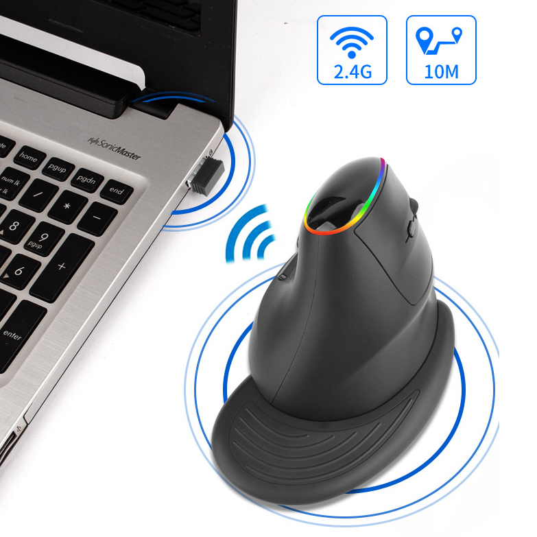 Rato Vertical Ergonômico Sem Fio De 2,4ghz 6 Botões DPI Ajustável 800 ...