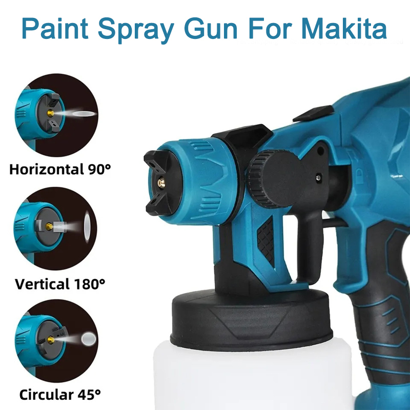 Pistola pulverizadora elétrica 1000ML Pulverizador de tinta sem fio para Makita 18V Bateria ...