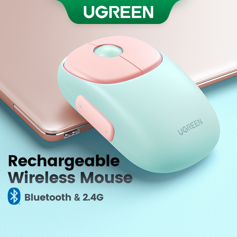 Rato UGREEN Mouse Silencioso 2.4G Bluetooth Recarregável Sem Fio Forma ...