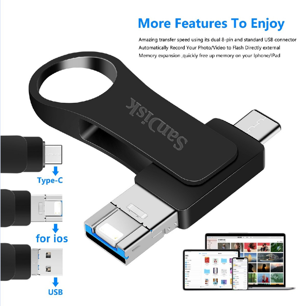 Unidade Flash USB Pendrive 3 Em 1 OTG Original Externa Para Tipo C ...